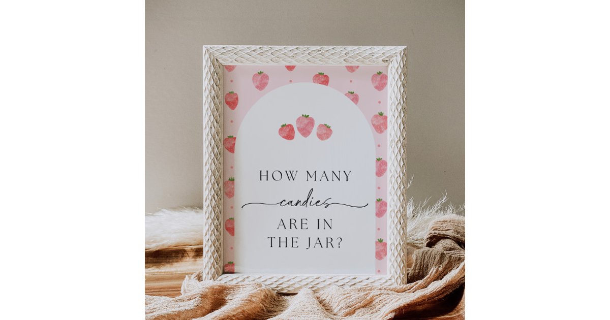Strawberry Candies Party Sign | Zazzle