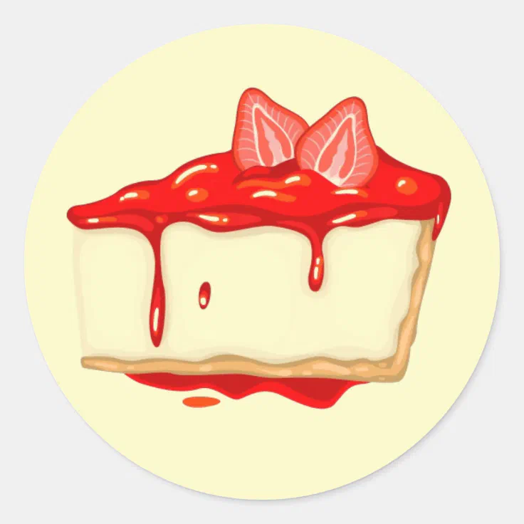 Strawberry Cheesecake delicious cake Classic Round Sticker | Zazzle