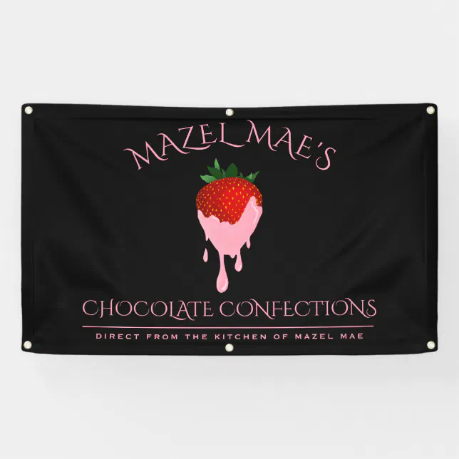 Strawberry Chocolate Covered Strawberry Banner | Zazzle