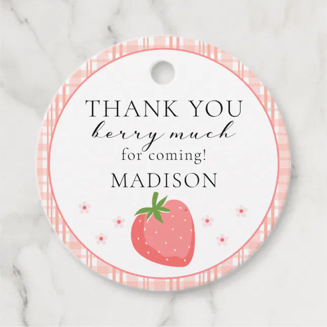 Strawberry Circle Favor Tag Thank You Berry Much | Zazzle