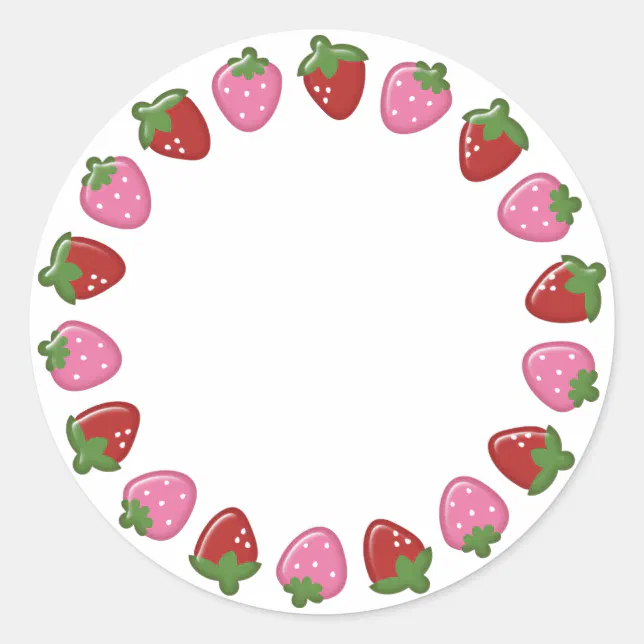Strawberry Circle Stickers | Zazzle