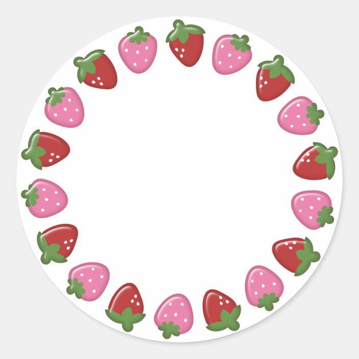 Strawberry Circle Stickers | Zazzle.com