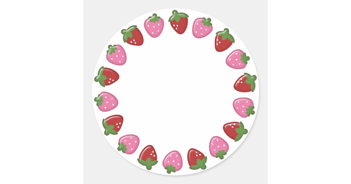 Strawberry Circle Stickers | Zazzle
