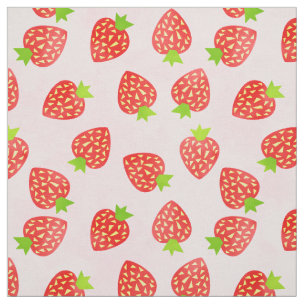 Strawberry Pattern Fabric | Zazzle