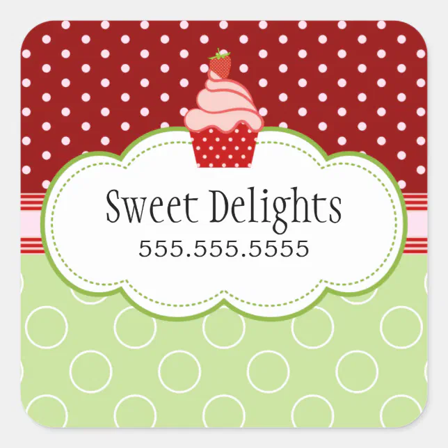 Strawberry Cupcake Bakery Cake Box Seals | Zazzle