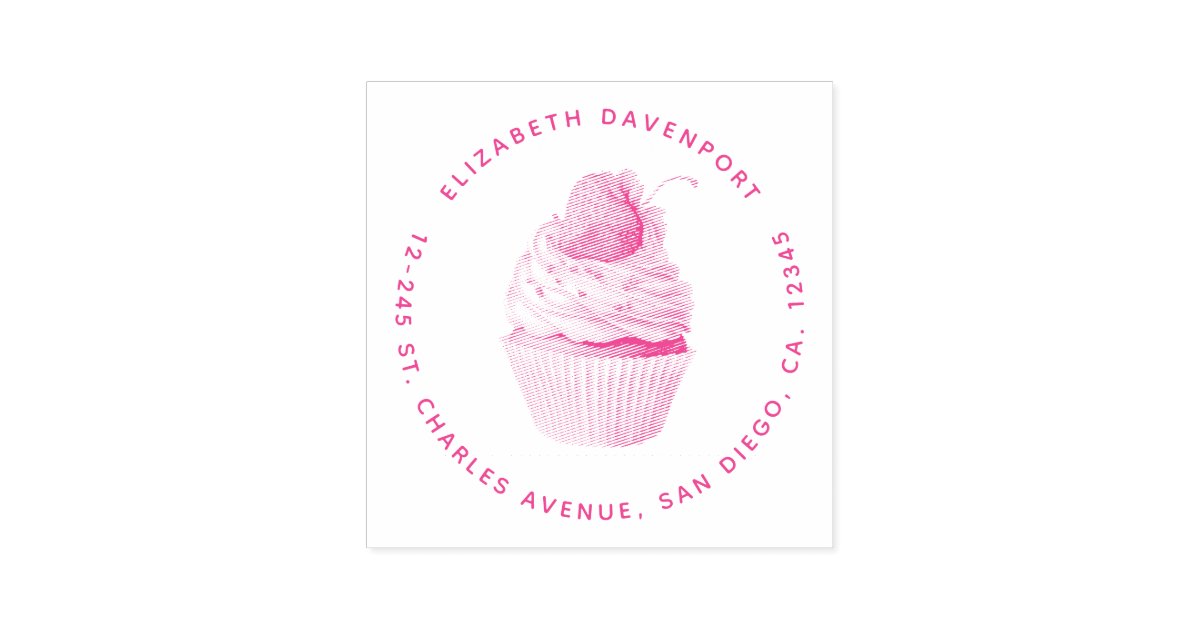 Strawberry Cupcake Sweet Dessert Address Self-inking Stamp | Zazzle