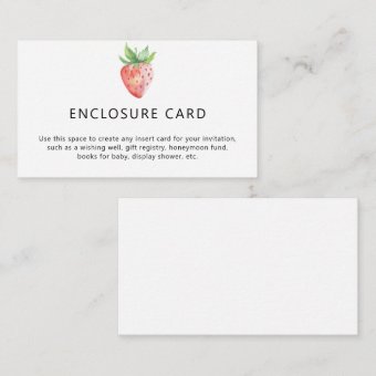 Strawberry - Custom Text Enclosure Card | Zazzle