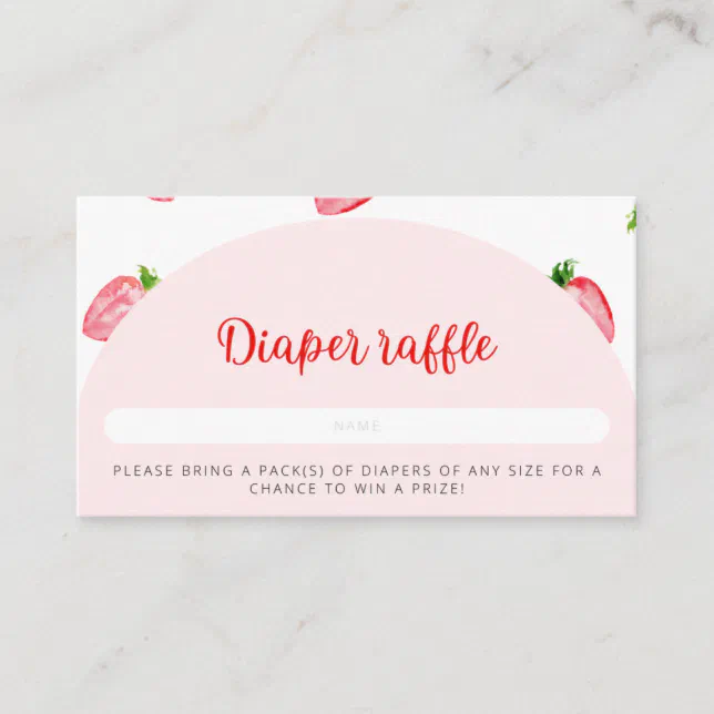 Strawberry Diaper Raffle Baby Shower Enclosure Card | Zazzle