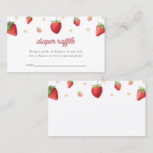 Strawberry Diaper Raffle Baby Shower Insert Card | Zazzle