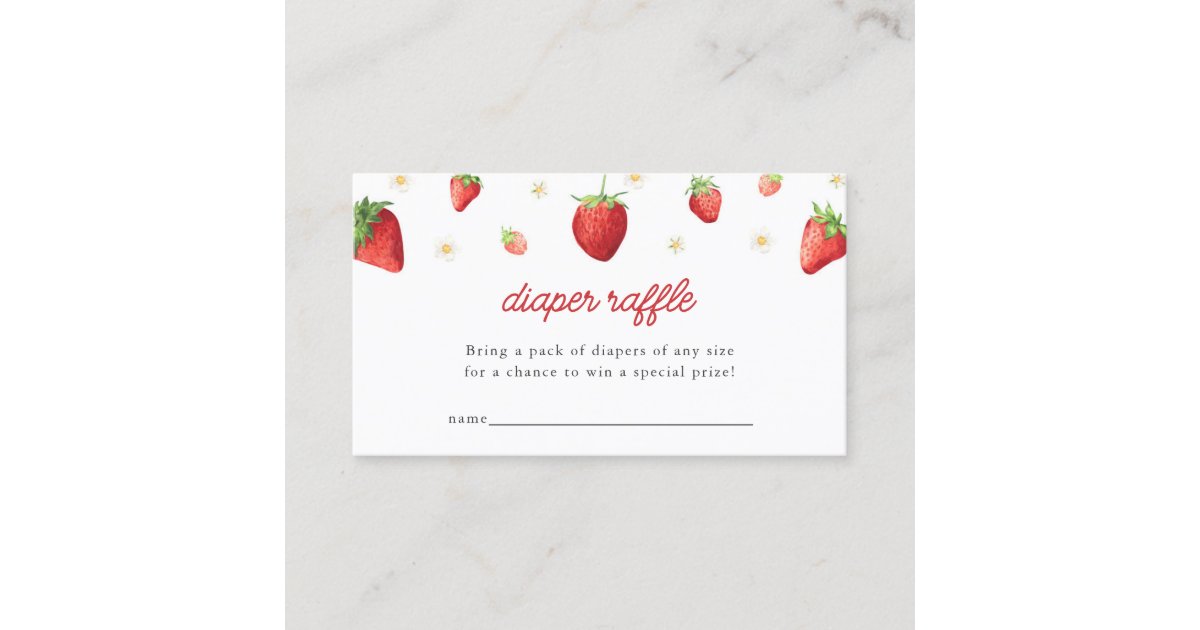 Strawberry Diaper Raffle Baby Shower Insert Card | Zazzle