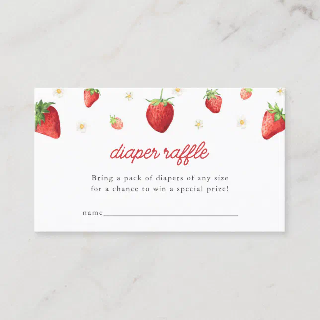 Strawberry Diaper Raffle Baby Shower Insert Card | Zazzle