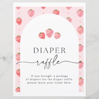 Strawberry Diaper Raffle Sign | Zazzle