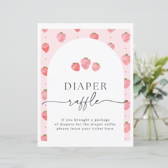 Strawberry Diaper Raffle Sign | Zazzle