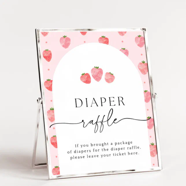 Strawberry Diaper Raffle Sign | Zazzle