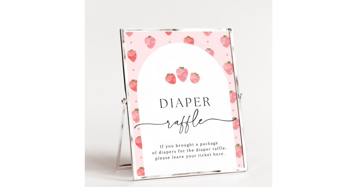 Strawberry Diaper Raffle Sign | Zazzle