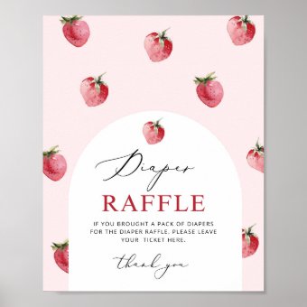 Strawberry diaper raffle sign. Berry diaper raffle Poster | Zazzle