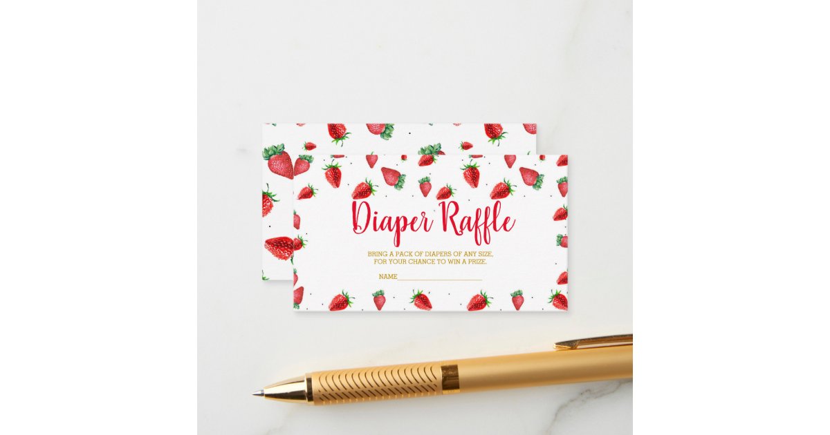 Strawberry diaper raffle ticket enclosure card | Zazzle