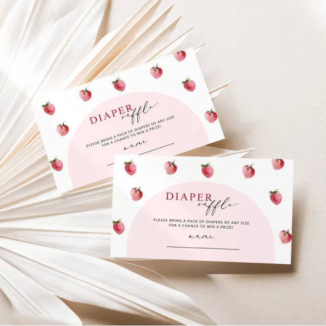 Strawberry diaper raffle ticket enclosure card | Zazzle