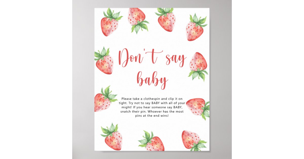 Strawberry - Don't say baby Poster | Zazzle