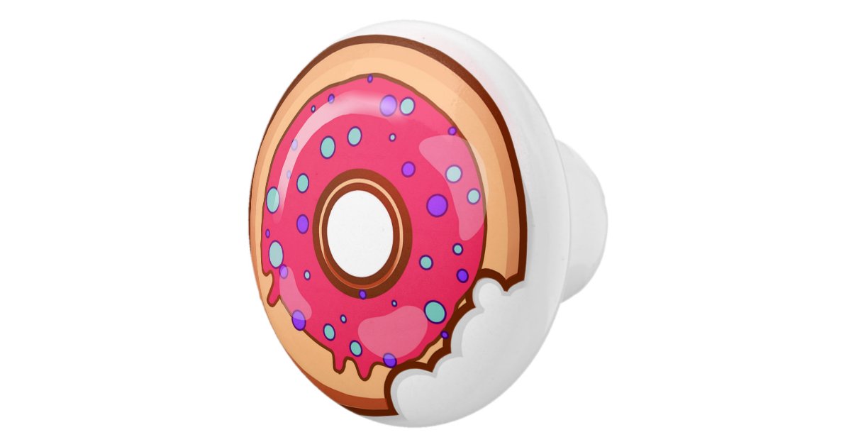 Strawberry Donut with Sprinkles Ceramic Knob | Zazzle