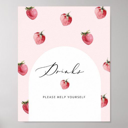 Strawberry drinks please help yourself poster | Zazzle