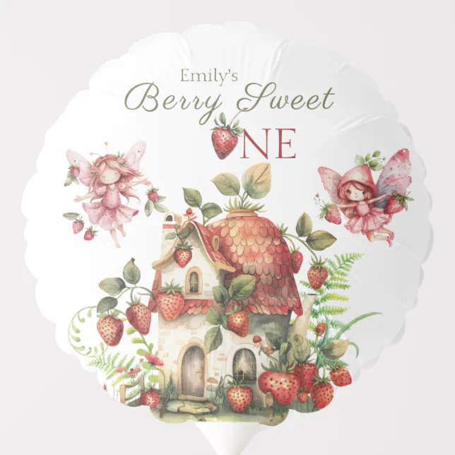 Strawberry Fairy Berry Sweet Girls First Birthday Balloon | Zazzle