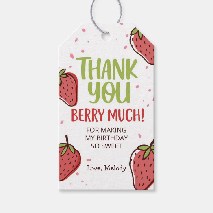 Strawberry Favor Tag • Thank You Berry Much | Zazzle