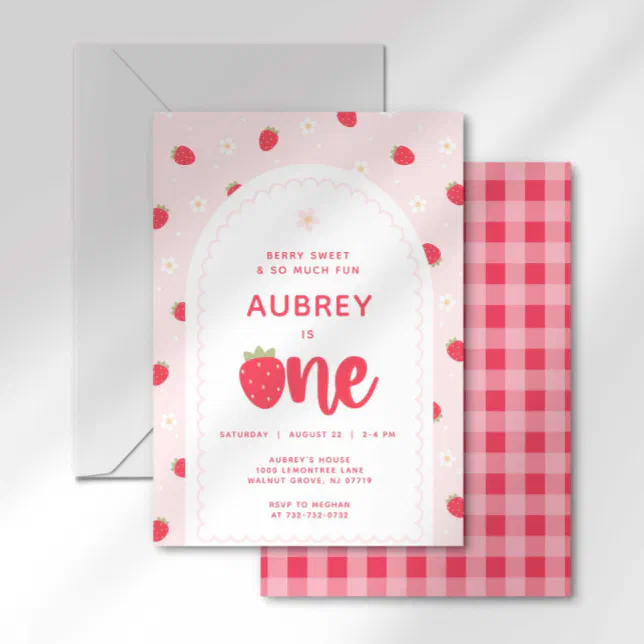 Strawberry First Birthday Invitation | Zazzle