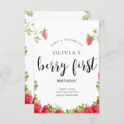Strawberry First Birthday Invitation | Zazzle
