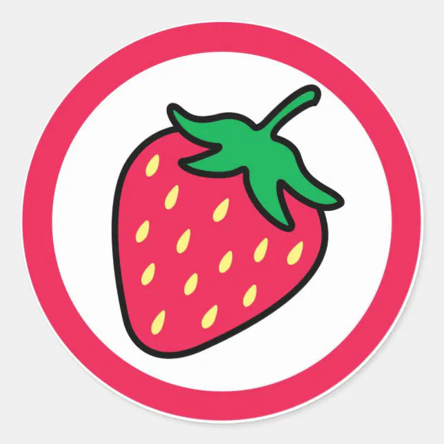 Strawberry flavor visual circle sticker labels | Zazzle