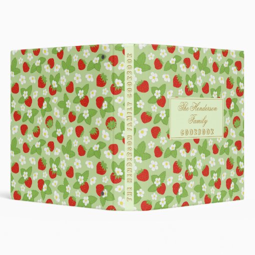 Strawberry Floral Family Cookbook Recipe Binder | Zazzle