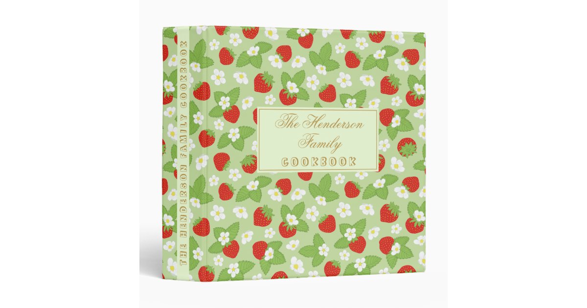 Strawberry Floral Family Cookbook Recipe Binder | Zazzle