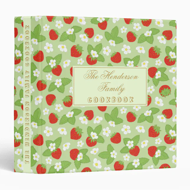 Strawberry Floral Family Cookbook Recipe Binder | Zazzle