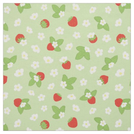 Berry Red Strawberry Cotton Fabric By the Yard | Zazzle