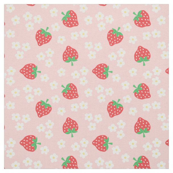 Strawberry Pattern Fabric | Zazzle.com