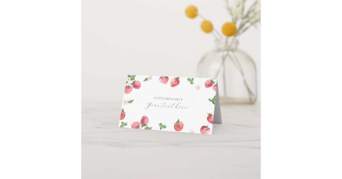 Strawberry Food Label Place Card Tent Card | Zazzle