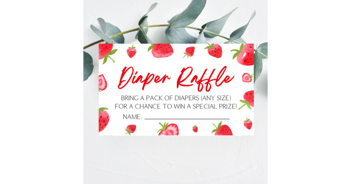 Strawberry Fruit Baby Shower Diaper Raffle Enclosure Card | Zazzle