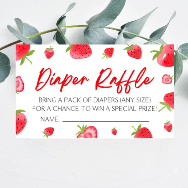 Strawberry Fruit Baby Shower Diaper Raffle Enclosure Card | Zazzle