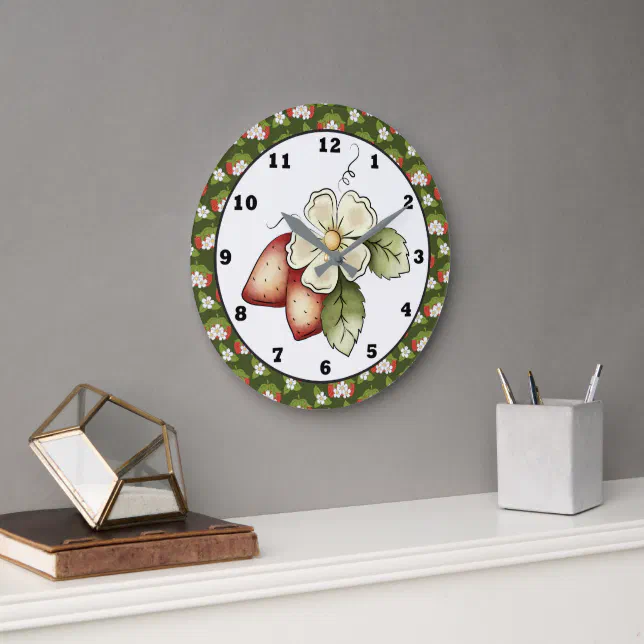 Strawberry Fruit Kitchen wall clock | Zazzle