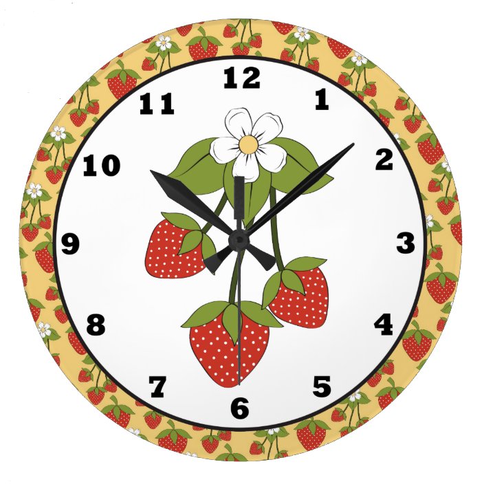 Strawberry Fruit Kitchen wall clock | Zazzle.com