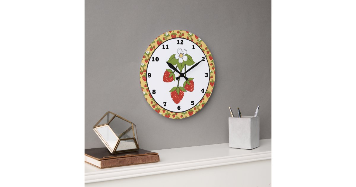 Strawberry Fruit Kitchen wall clock | Zazzle