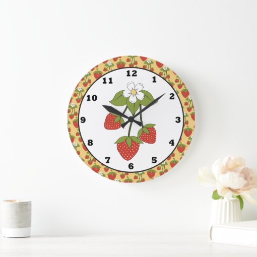 Strawberry Fruit Kitchen wall clock | Zazzle