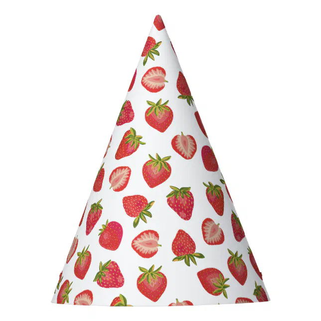 Strawberry fruit pattern party hat | Zazzle