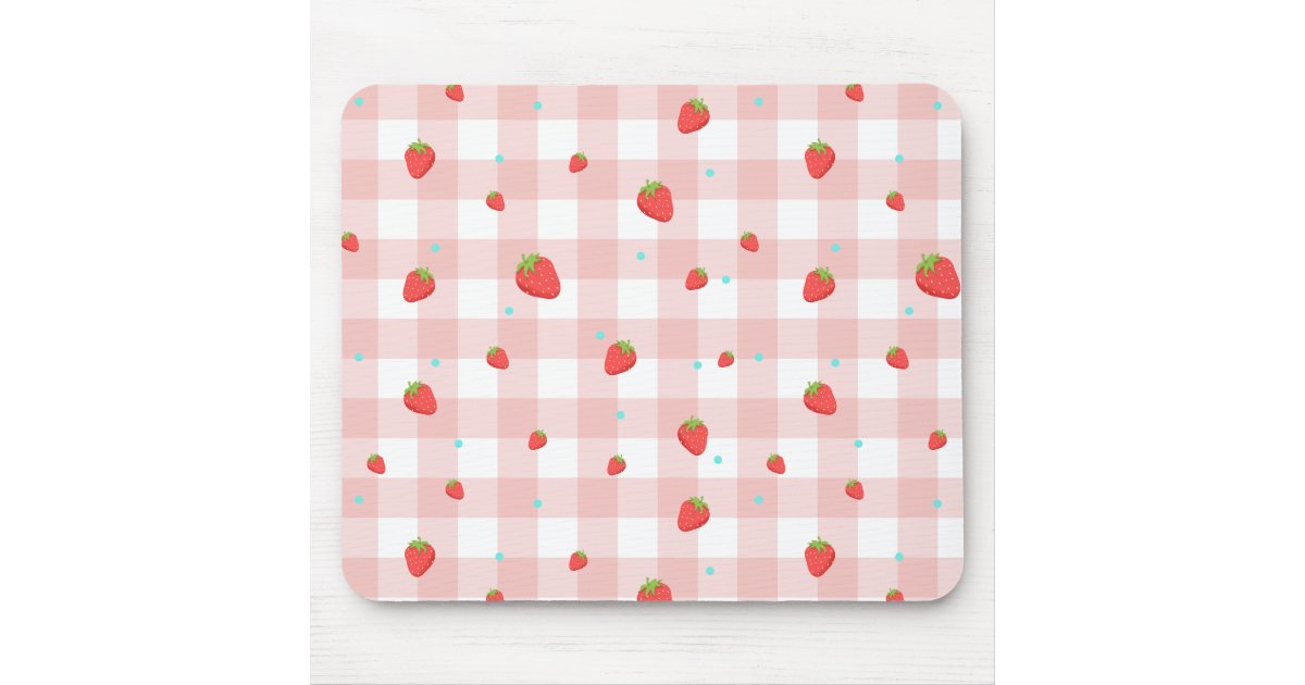 Strawberry Gingham Mouse Pad | Zazzle