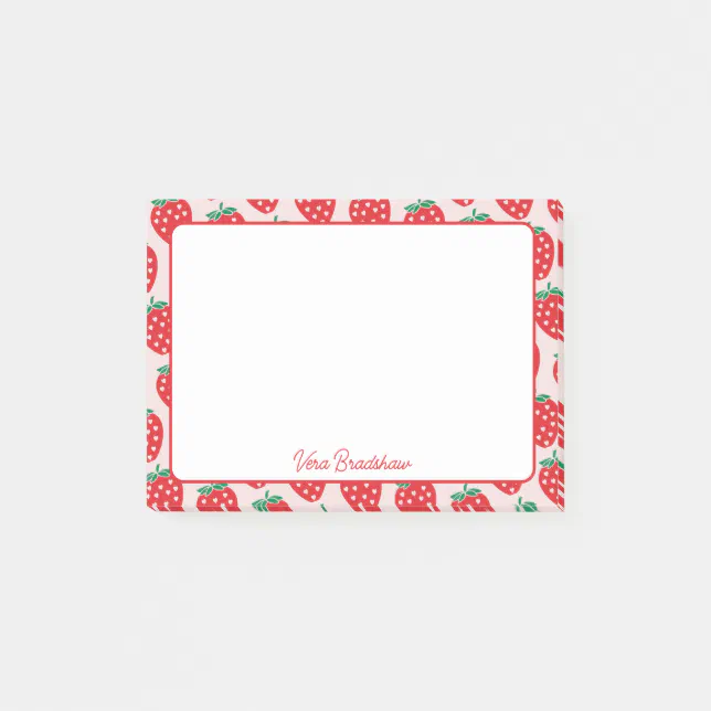 Strawberry Hearts Berry Sweet Custom Name Post-it Notes | Zazzle