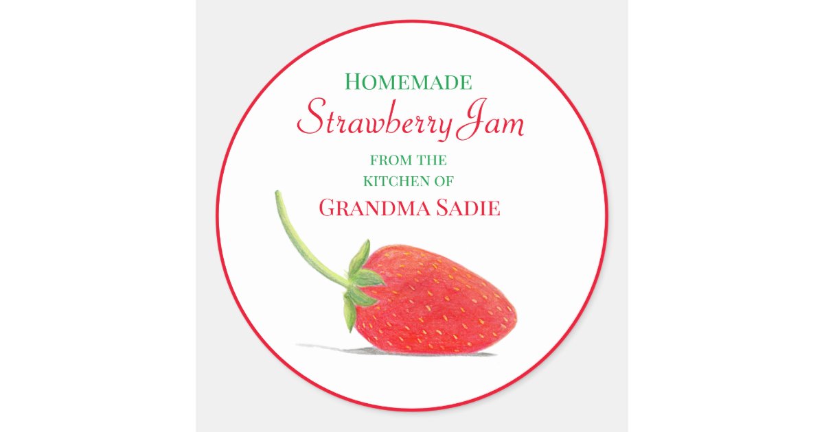 Strawberry Illustration Jam Classic Round Sticker | Zazzle