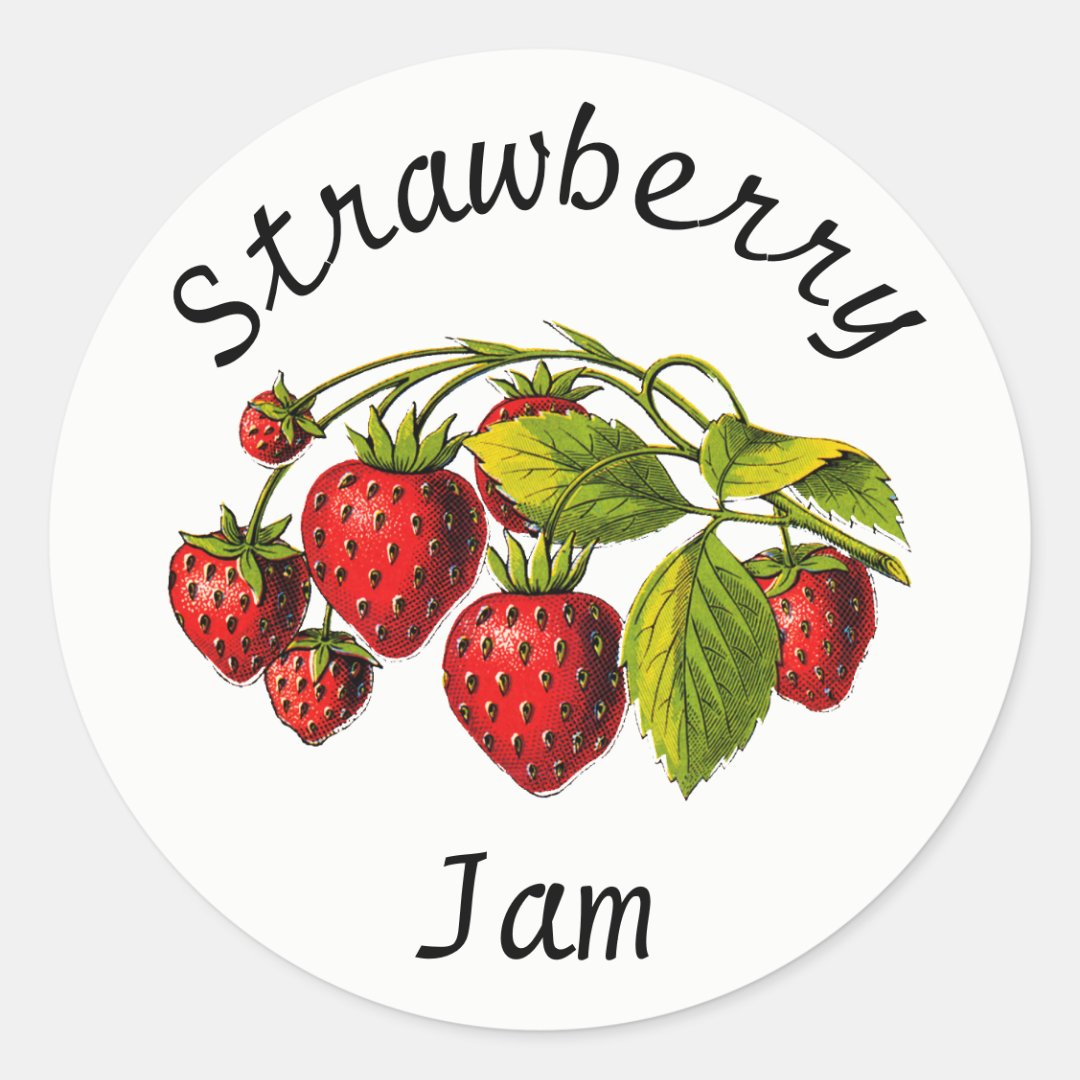 Strawberry Jam Canning Jar Label | Zazzle