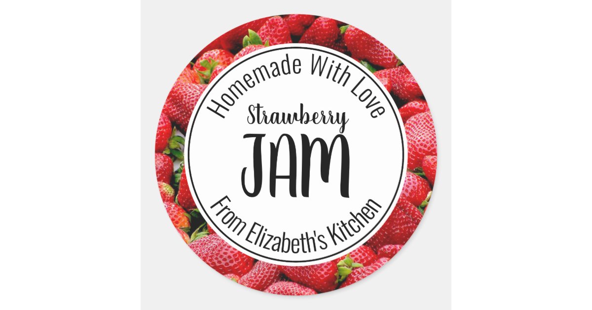 Strawberry Jam Classic Round Sticker | Zazzle