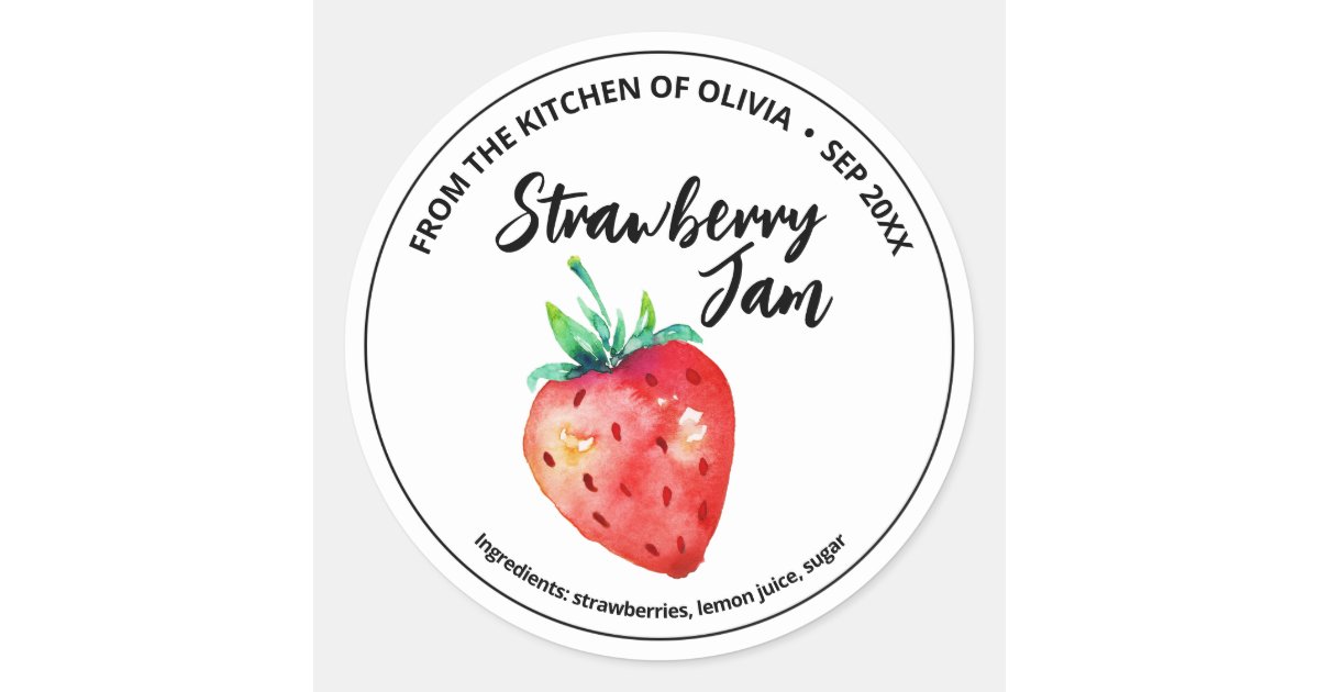 Strawberry Jam Classic Round Sticker | Zazzle