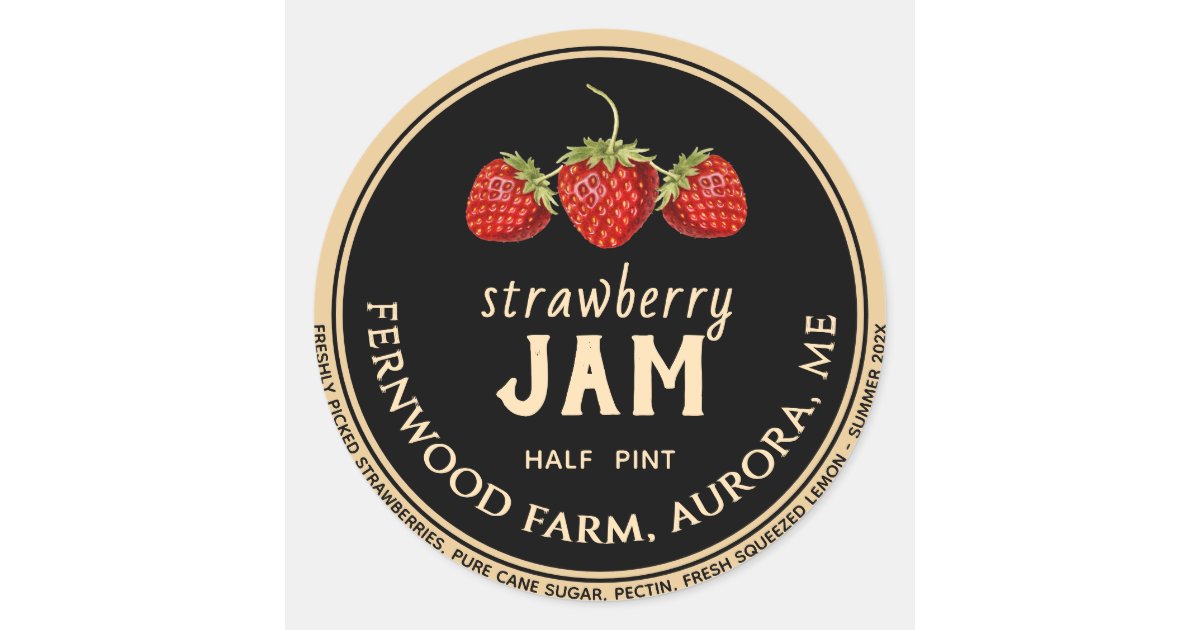 Strawberry Jam Classic Round Sticker | Zazzle